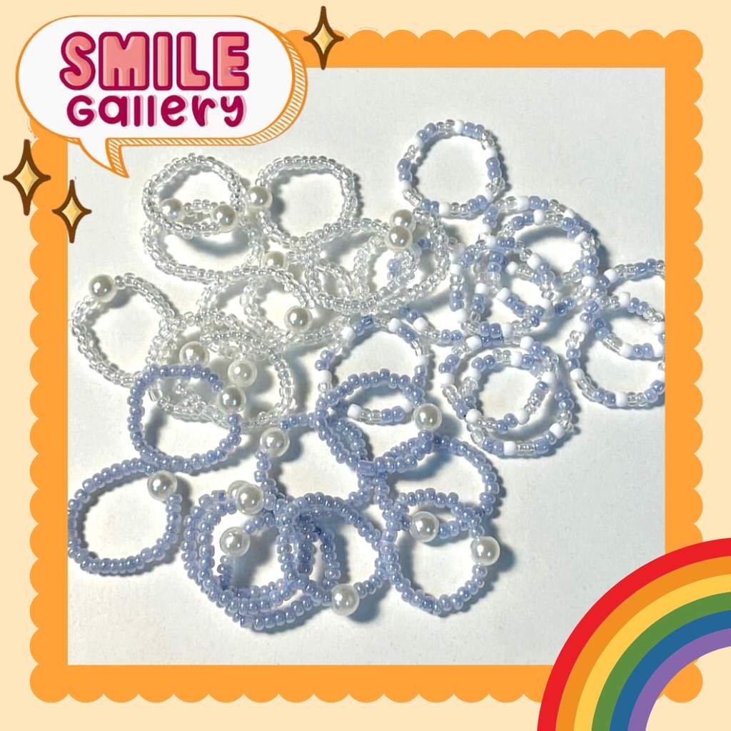 Jual Pretty Blue Beads Ring Aesthetic / Cincin Manik Warna Biru ...