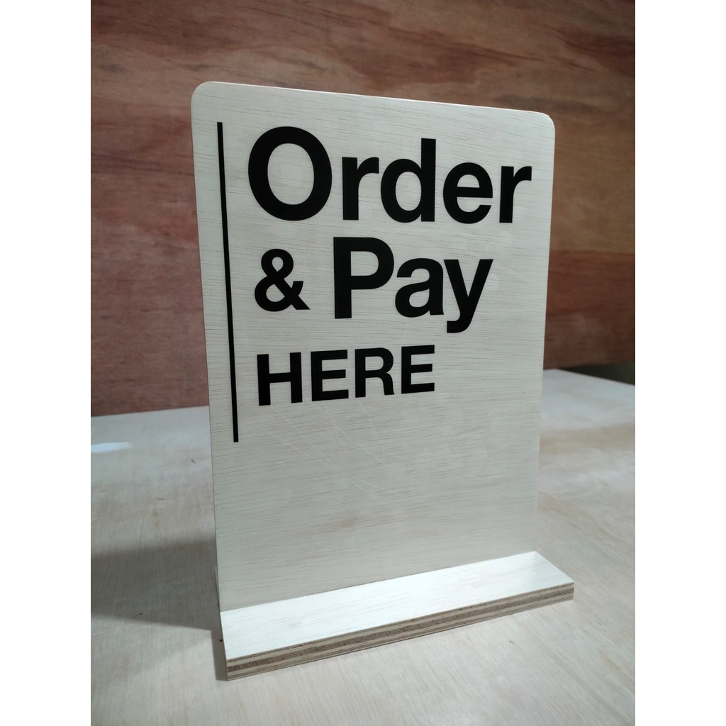 Jual Papan Order And Pay Here Bayar Dsini Nomor Meja Cafe Coffee Shop ...