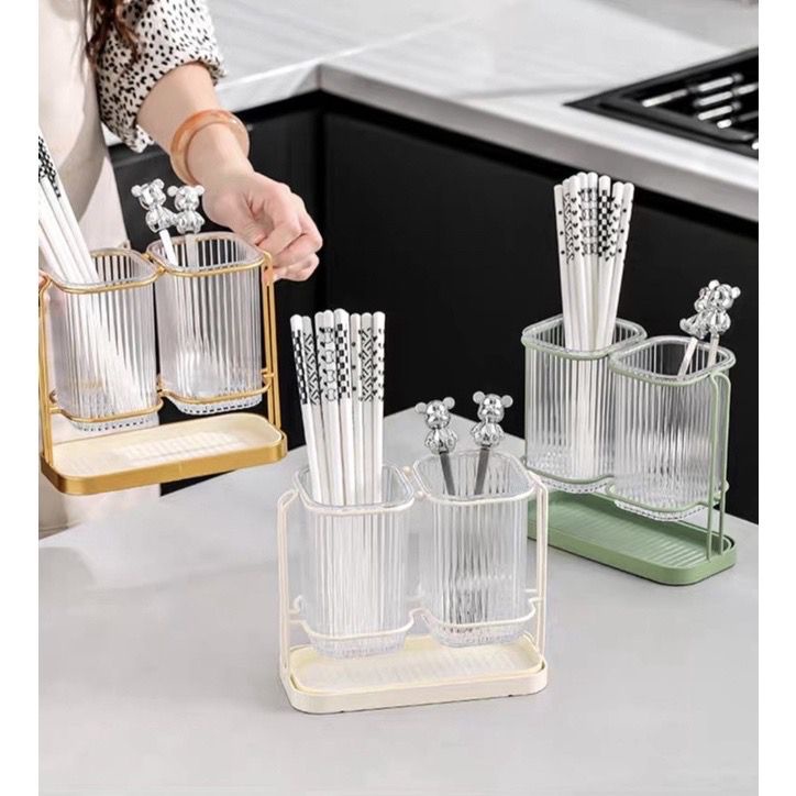 Jual Tempat Sendok Garpu / Wadah Sendok Garpu White Gold | Shopee Indonesia