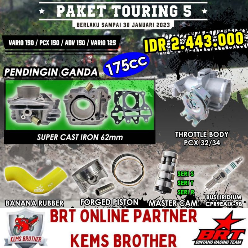 Jual PAKET VARIO BRT PCX ADV TOURING 5 DOUBLE COOLER SOLID BOREUP 175CC ...