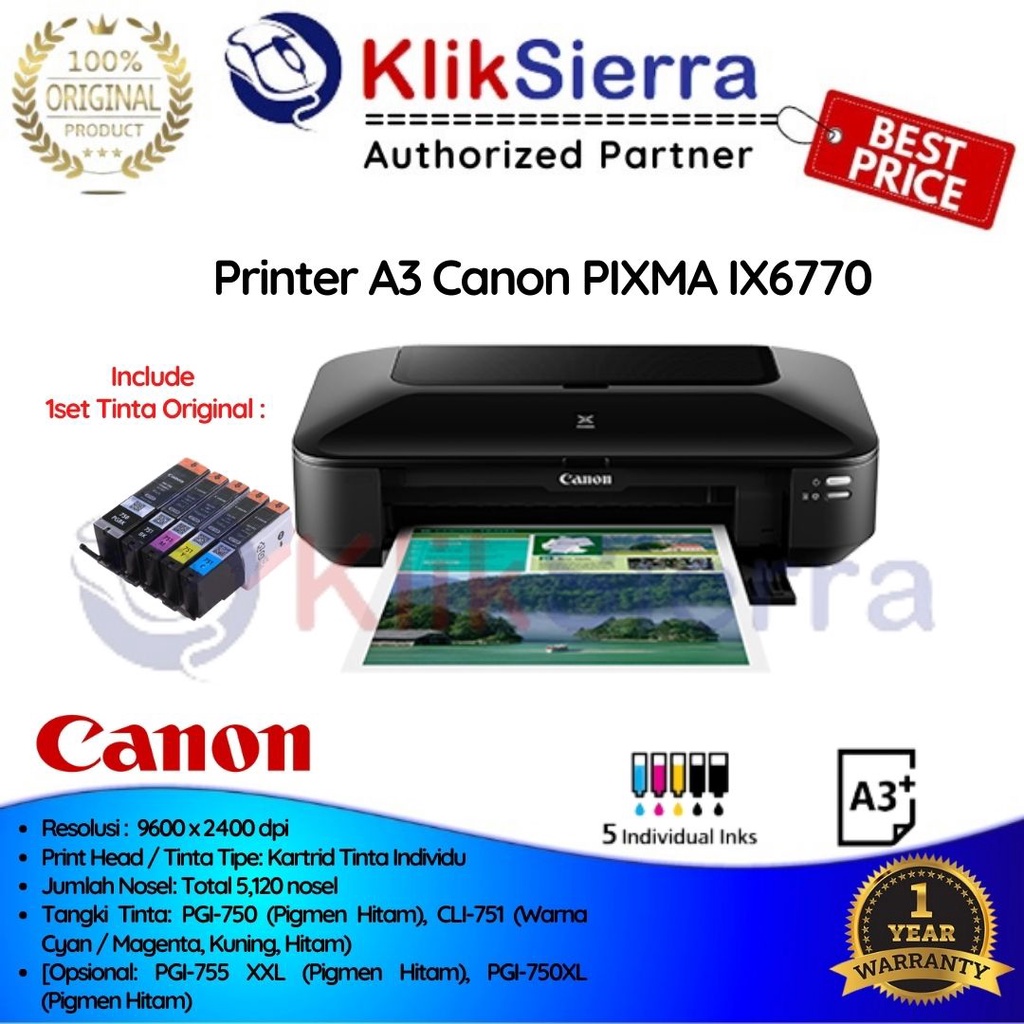 Jual Printer A3 Canon Pixma IX6770 IX-6770 Inkjet Resmi | Shopee Indonesia