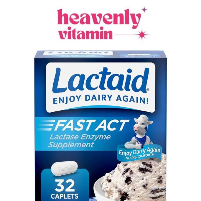 Jual LACTAID Fast Act Lactase Enzyme Supplement - 32 Caplets - Vanilla ...
