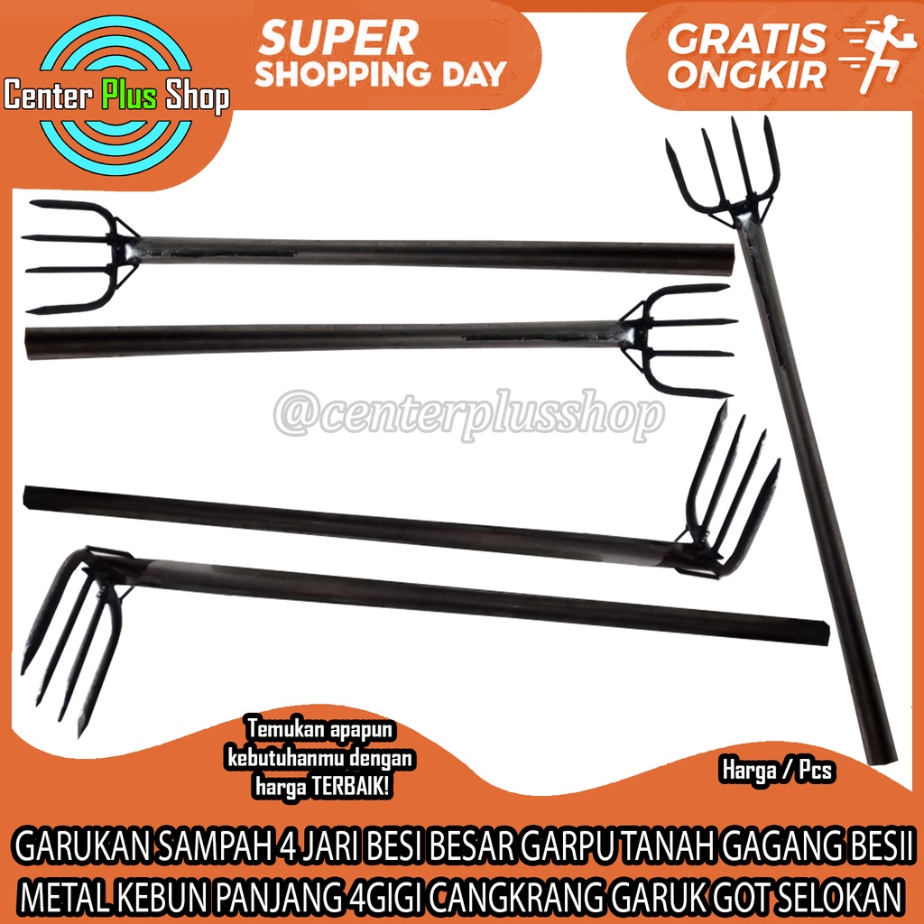 Jual GARUKAN SAMPAH 4 JARI GARU SEDANG BESI BESAR GARPU TANAH GAGANG ...