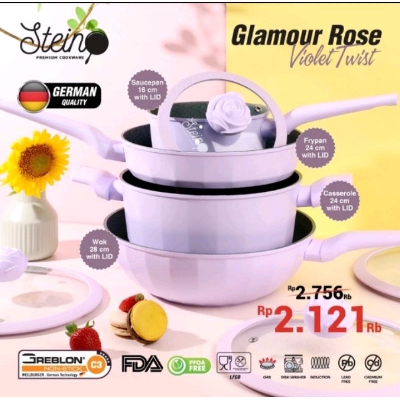 Jual STEINCOOKWARE Glamour Rose Set 4 in 1 Panci set Granite ROSE ...