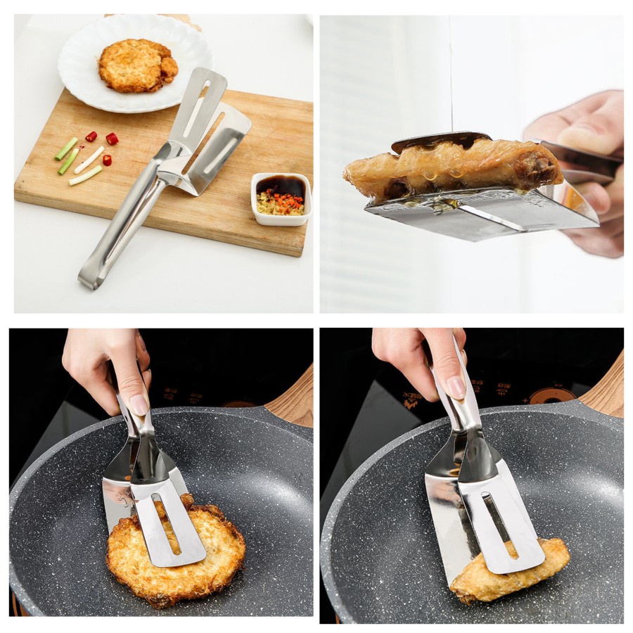 Jual jepitan gorengan penjepit kue roti bbq full stainless steel ...