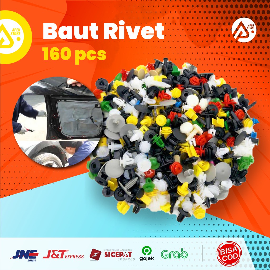Jual Klip Baut Bumper Rivet Mobil 160 pcs Bemper Guard Kancing Body ...