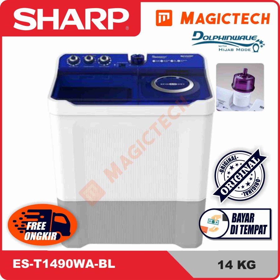 Jual MESIN CUCI SHARP 14KG ES-T1490WA-BL 2 TABUNG MANUAL - BIRU ...
