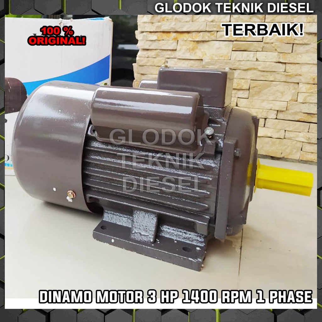 Jual Dinamo Motor 3 HP PK 1400 RPM 4 POLE 1 PHASE Gulungan FULL TEMBAGA ORI | Shopee Indonesia