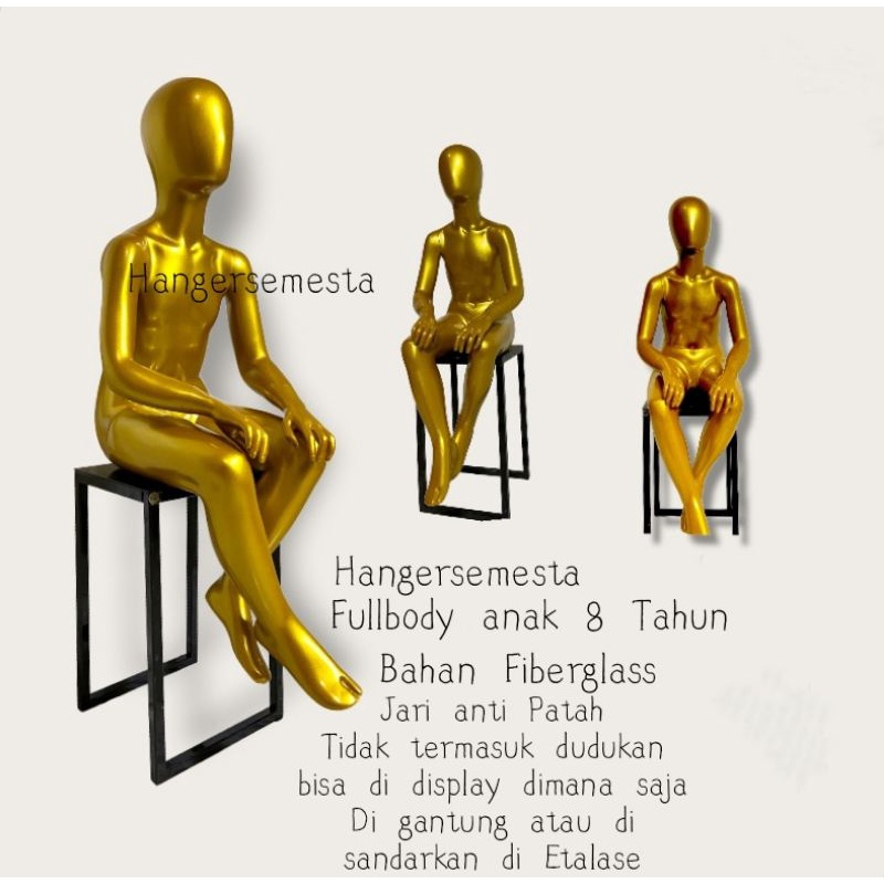 Jual PATUNG MANEKIN FULLBODY ANAK DUDUK BAHAN FIBER GLASS WARNA PUTIH ...