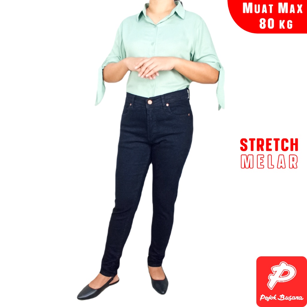 Jual Pojok Busana Celana Panjang Jeans Wanita Stretch Hitam - Ladies ...