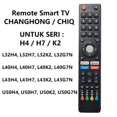 Jual Remot Remote TV CHIQ/CHANGHONG L32G7P L32H4 L32H7 L32K2 L32G7N LCD LED Android Smart TV ...