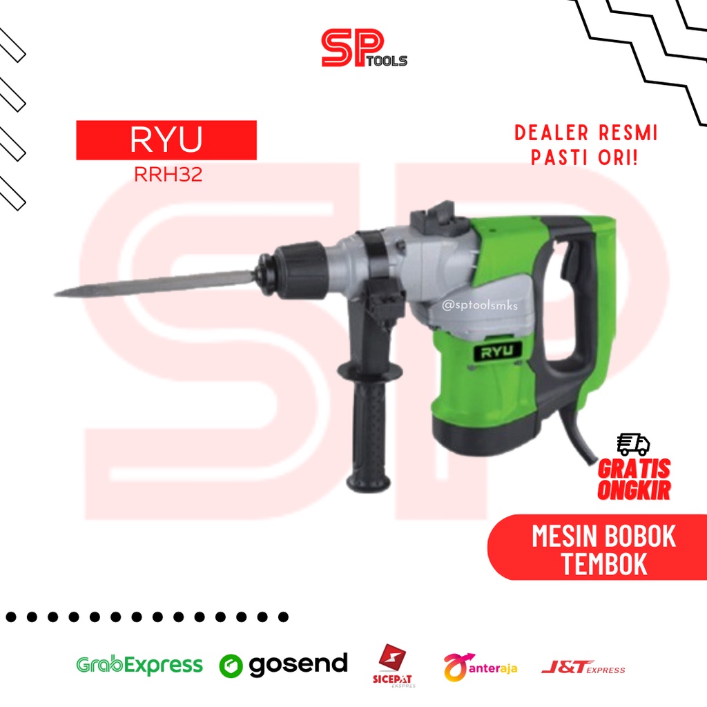 Jual MESIN BOBOK / BOR BETON JACK HAMMER / DEMOLITION HAMMER RYU RRH32 ...