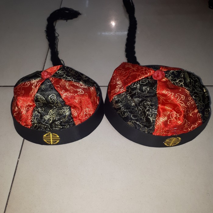 Jual Produk Terbaru Topi Koko Cina Import-Topi Imlek Merah Hitam ...