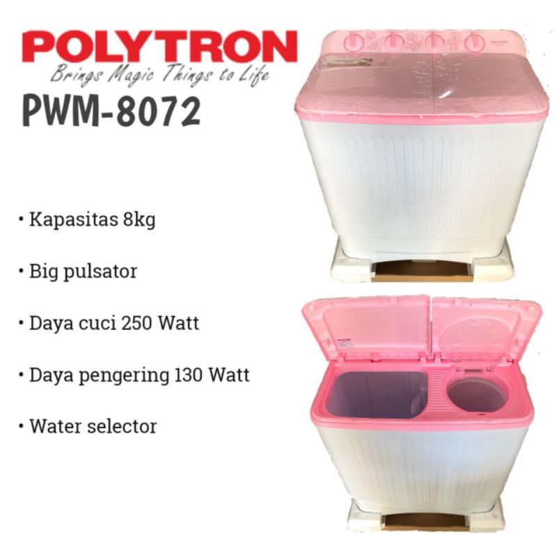 Jual Mesin cuci polytron tipe PWM-8072 kapasitas 8kg | Shopee Indonesia