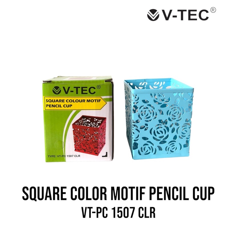 Jual Pencil Cup Kotak Motif V-TEC PC-1507 Colour Desk Set Organizer ...
