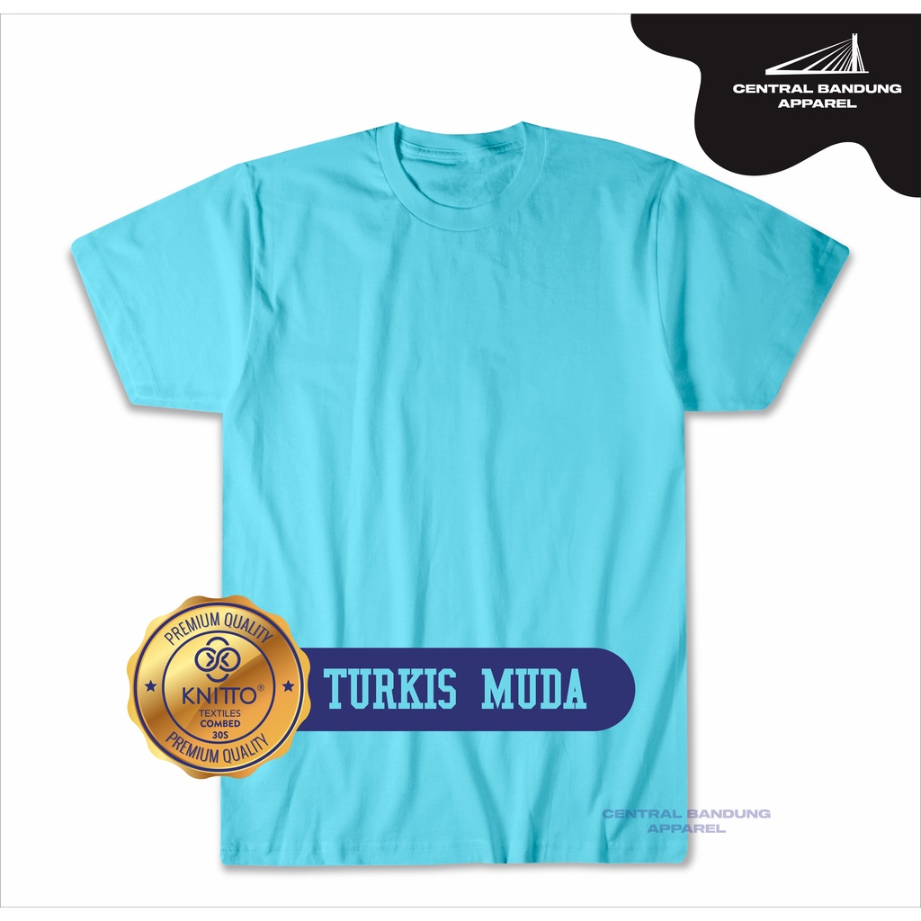 Jual KAOS POLOS LENGAN PENDEK WARNA TURKIS MUDA COTTON COMBED 30S 100% ...