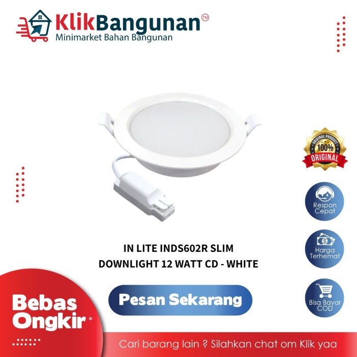 Jual LAMPU DOWNLIGHT LED TIPIS IN-LITE INDS602R SLIM 12 WATT PUTIH ...