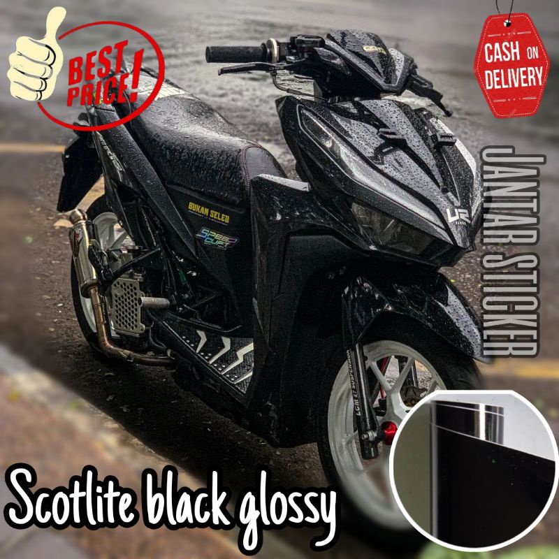 Jual stiker skotlet hitam glossy skotlet hitam stiker hitam doff ...