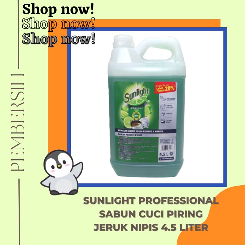 Jual Sunlight Professional Sabun Cuci Piring Jeruk Nipis Jerigen 4.5 Liter / 4.5 L / 4.5Liter ...