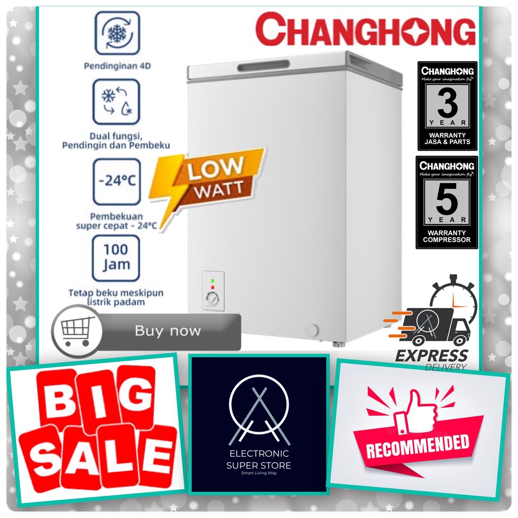 Jual CHEST FREEZER 110L CHANGHONG FC136DW FCF 136DW MULTI 2in1 FREEZER COOLING SUPER LOW WATT ...