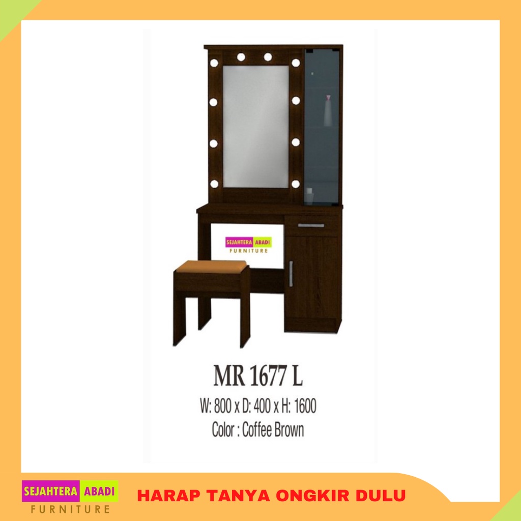 Jual Meja Rias Lampu LED Dressing Table MR1677 Matken Brown Coffee ...
