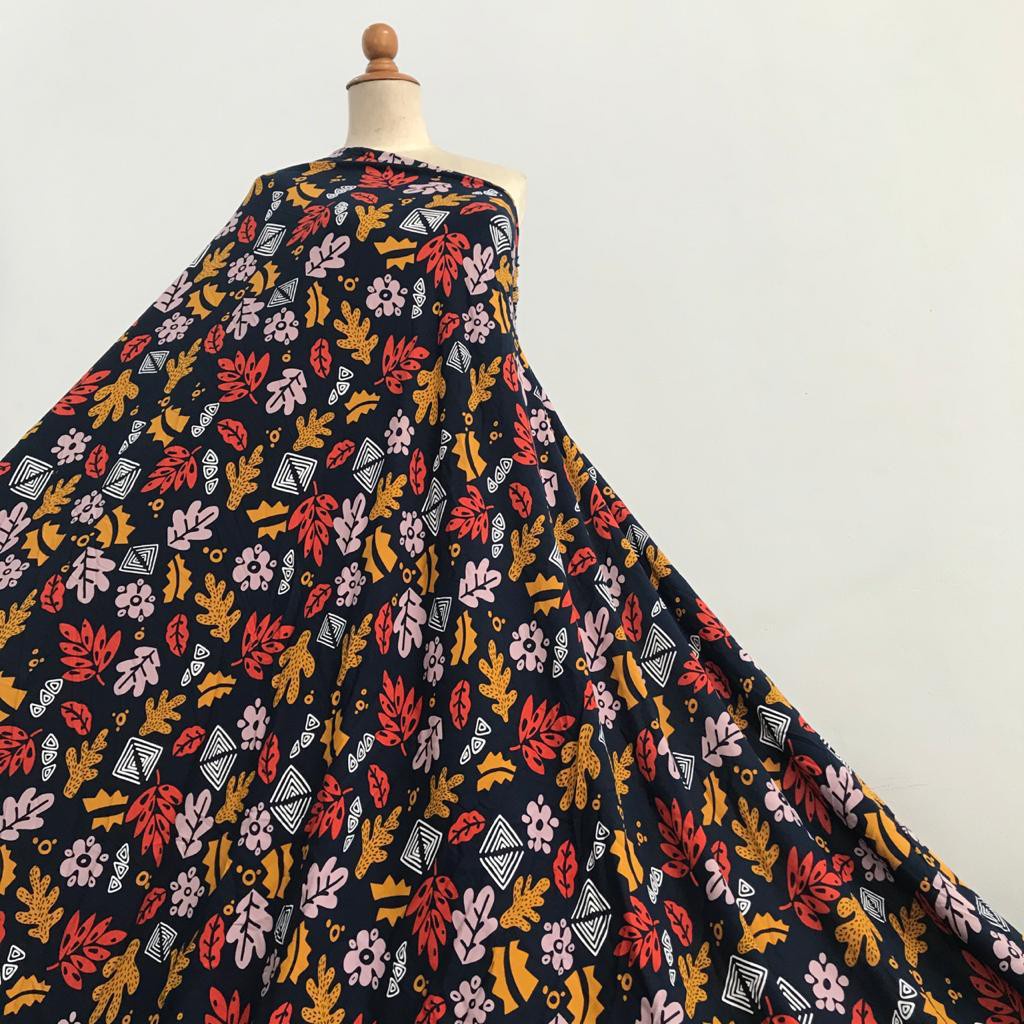 Jual Kain Bahan Katun Rayon Motif Autum Viscose (per 0.5 meter ...