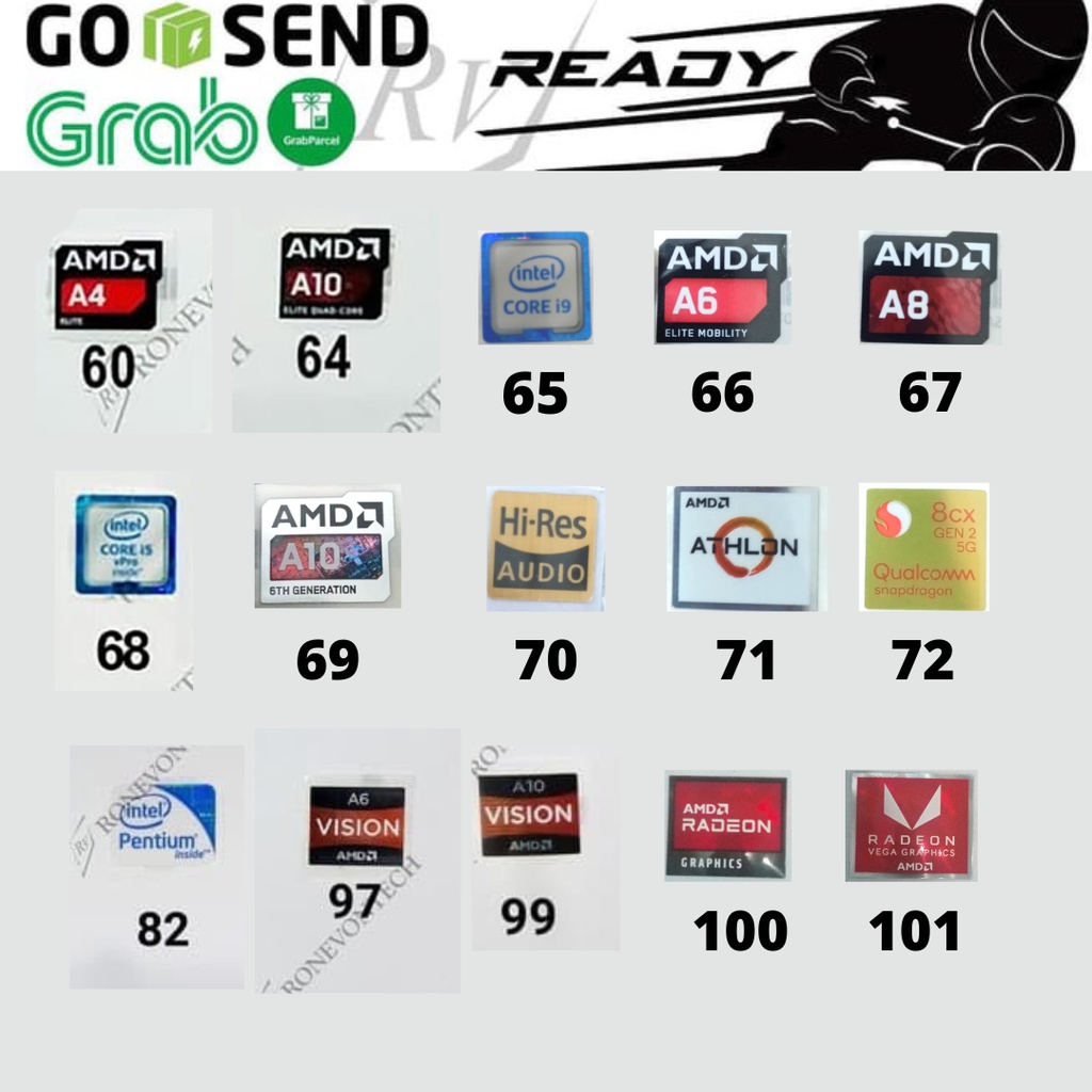 Jual Sticker Logo AMD E1 E2 A4 A6 A8 A10 Pro Vision Premium Pro ...