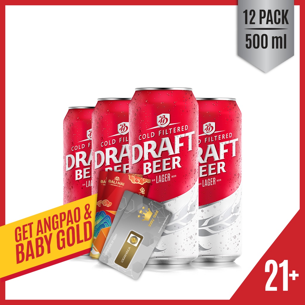 Jual Draft Beer Can [12 Kaleng/500 mL] FREE Baby Gold + Angpao | Shopee ...