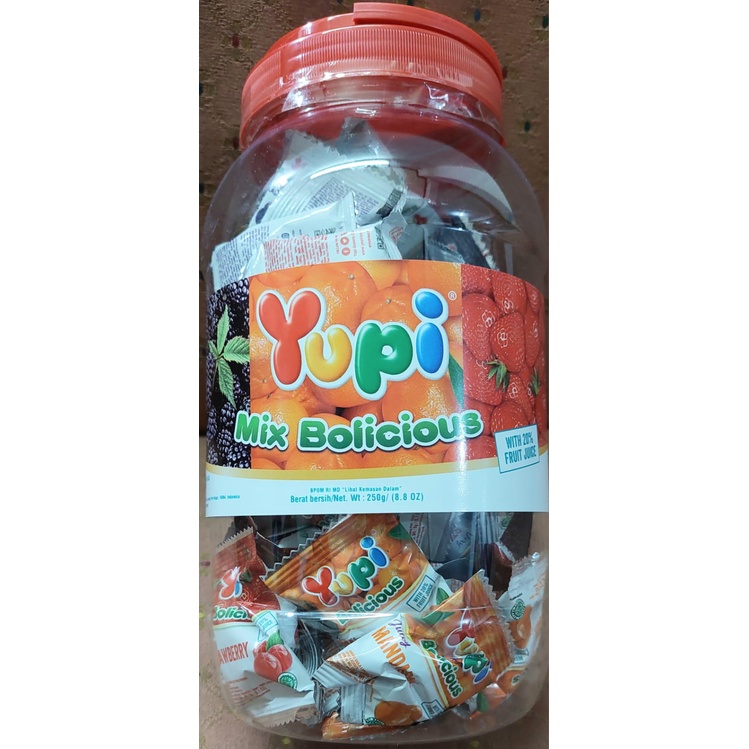 Jual Permen Yupi Mix Bolicious Aneka Rasa Buah Toples 250gram | Shopee ...