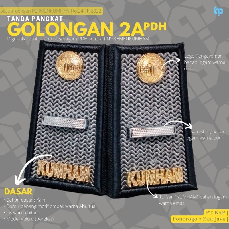 Jual Tanda Pangkat PDH Kemenkumham Golongan 2A | Shopee Indonesia