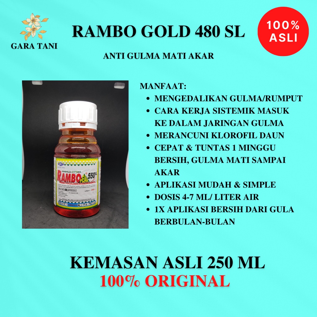 Jual RAMBO PEAK 550 SL 250 ML OBAT RUMPUT SISTEMIK SAMPAI AKAR. DOSIS ...