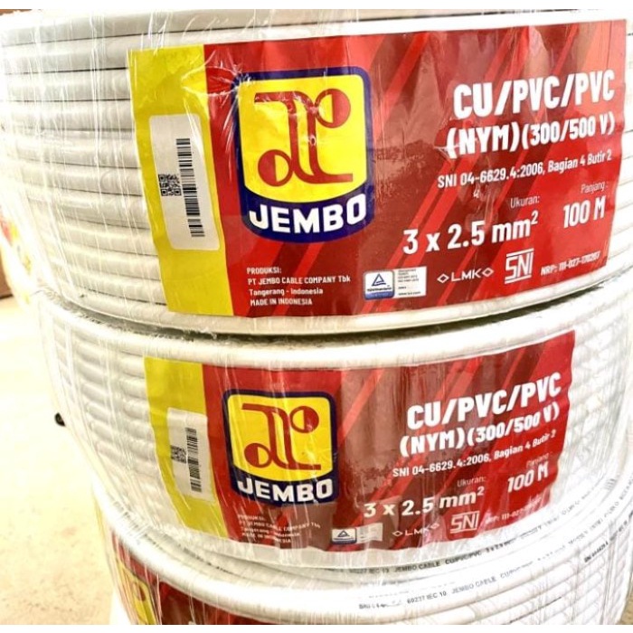 Jual KABEL INSTALASI RUMAH NYM 3X2.5 MM2 PUTIH JEMBO ROLL/50M | Shopee Indonesia