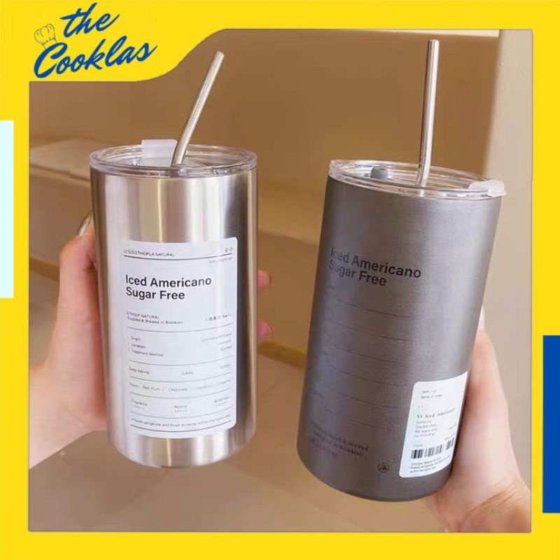 Jual Tumbler Kopi Stainless Steel | Iced Coffee Tumbler with Lid and ...