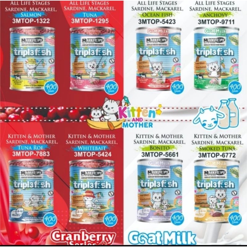 Jual MARKOTOPS WETFOOD CAN TRIPLE FISH SERIES 400 G | Shopee Indonesia