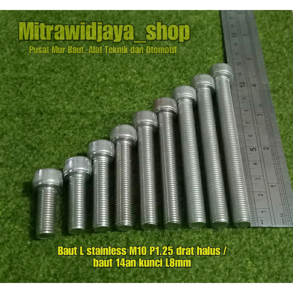 Jual Baut L SS uk.14 M10x40mm stainless stell drat halus / baut 14an SS / baut L SS dratt halus ...