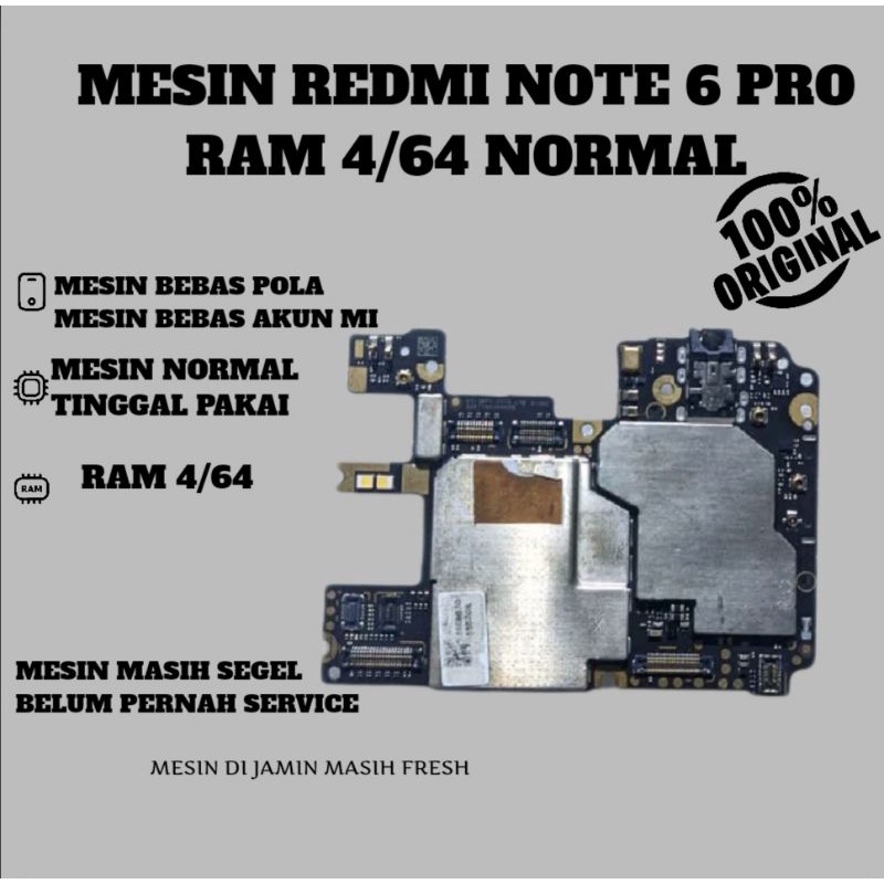 Jual mesin motherboard normal xiaomi redmi note 6 pro ram 3/32 & 4/64 ...