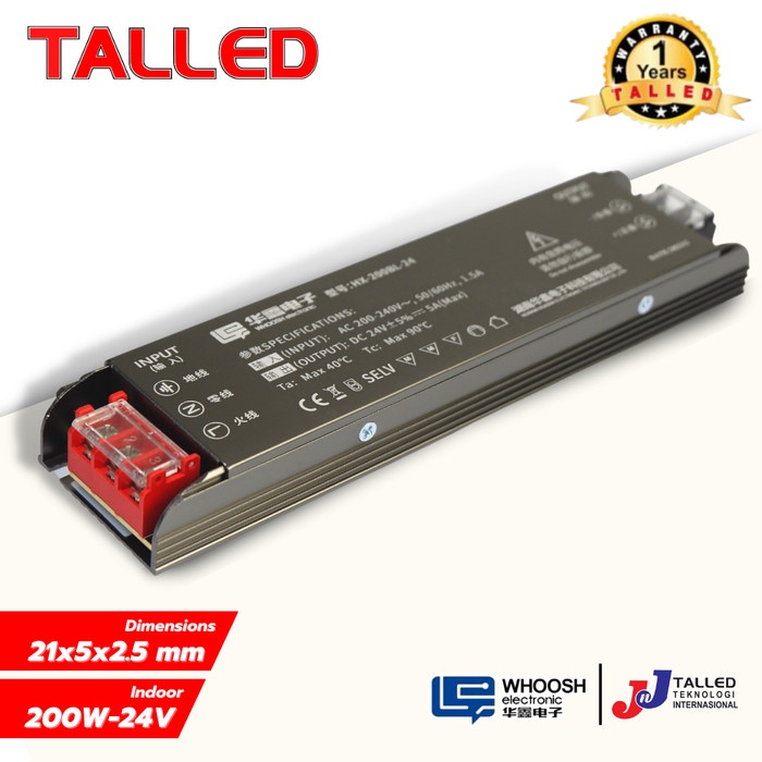 Jual POWER SUPPLY INDOOR WHOOSH 24V 200W 8,3A LED LIGHT BOX SLIM JNJ ...