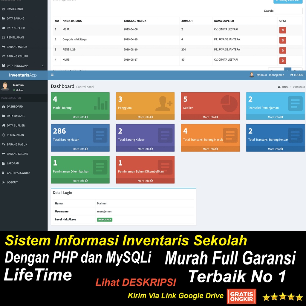 Jual Source Code Sistem Informasi Inventaris Sekolah Dengan PHP dan MySQLi | Shopee Indonesia