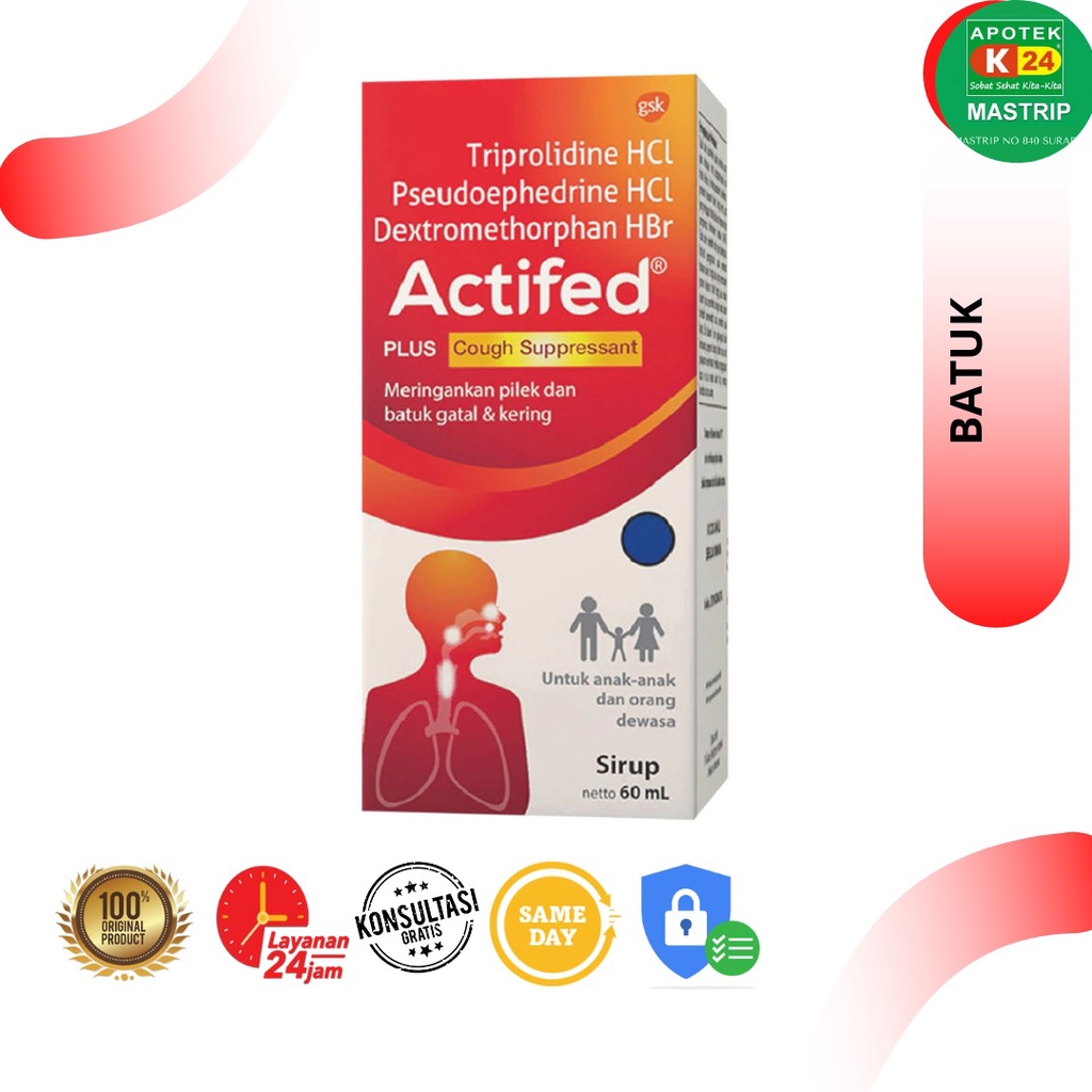 Jual Actifed Merah Sirup / Batuk Kering dan Pilek / 6 tahun-Dewasa ...