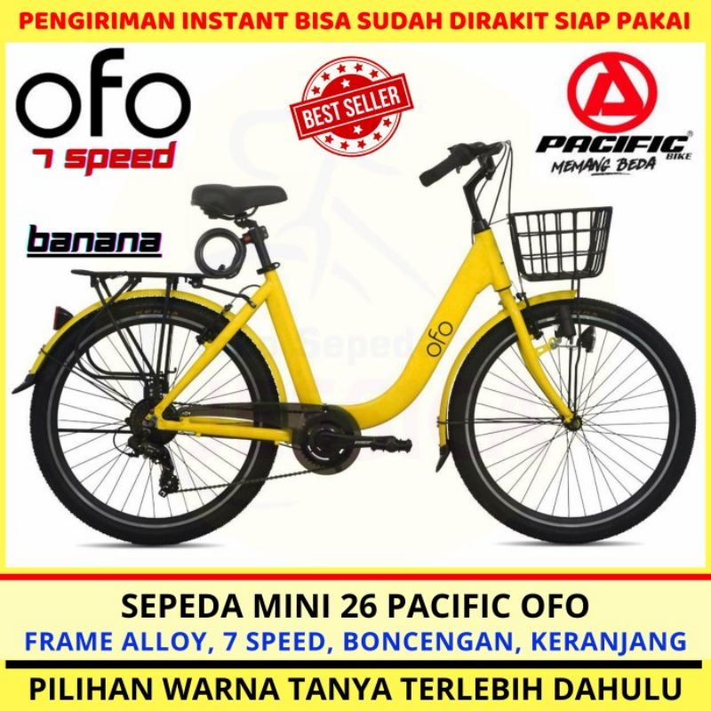 Jual Sepeda Mini Keranjang Dewasa City Bike 26 inch Pacific OFO 7 Speed | Shopee Indonesia
