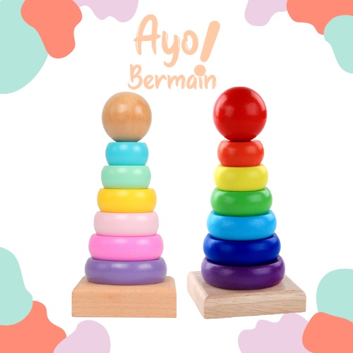 Jual Mainan Tower Susun MINI Donat Warna / Susun Donat Kayu / Mainan ...