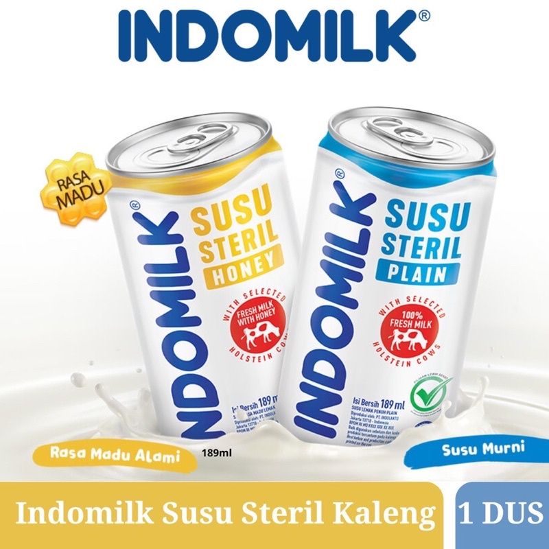 Jual Indomilk susu steril 189ml rasa plain dan honey/madu/ Nesstle ...