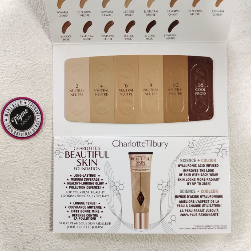 Jual Charlotte tilbury beautiful skin foundation sample card | Shopee ...