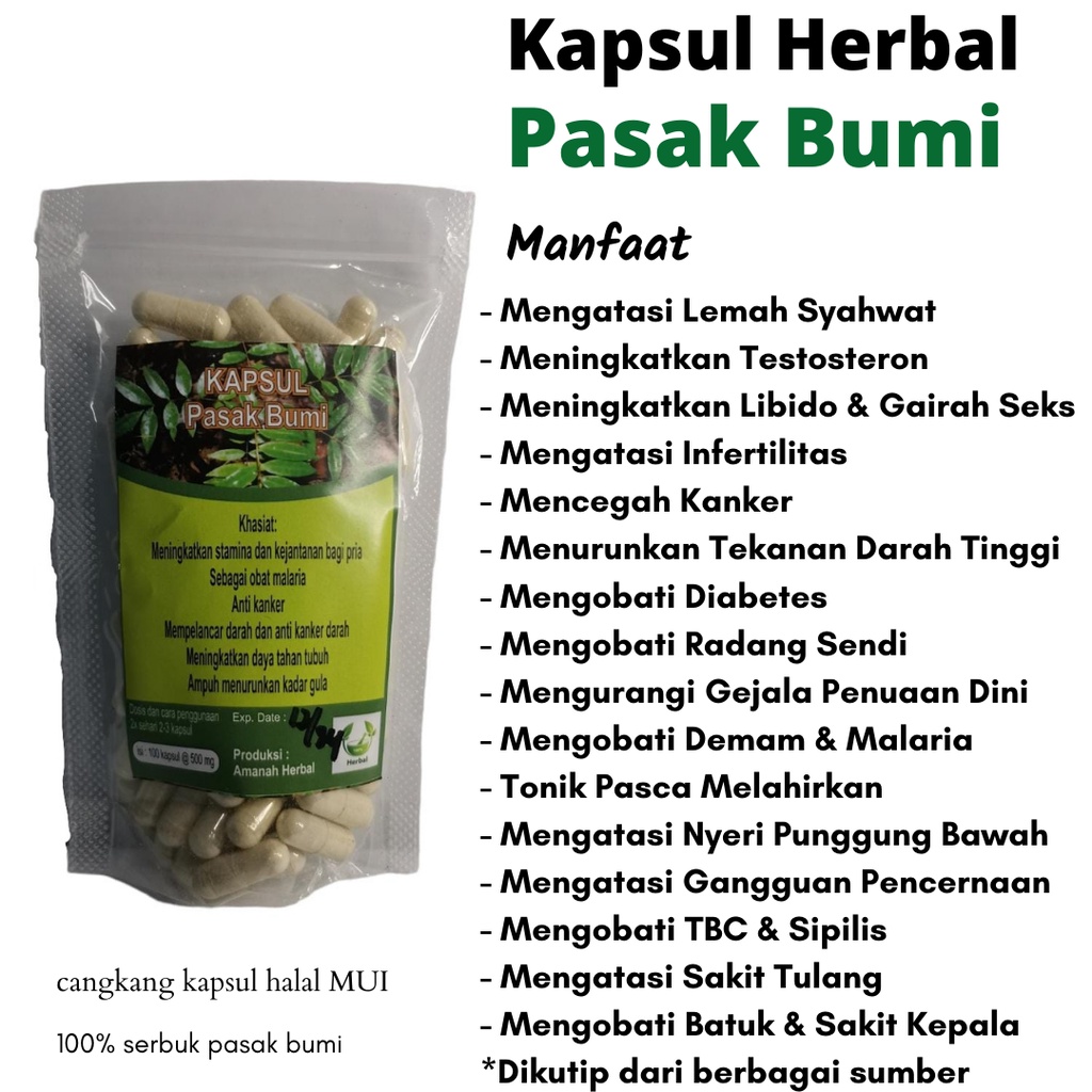 Jual KAPSUL PASAK BUMI ISI 100 ORIGINAL / Kapsul Pasak Bumi (Isi 100) 100% Herbal / Kapsul ...
