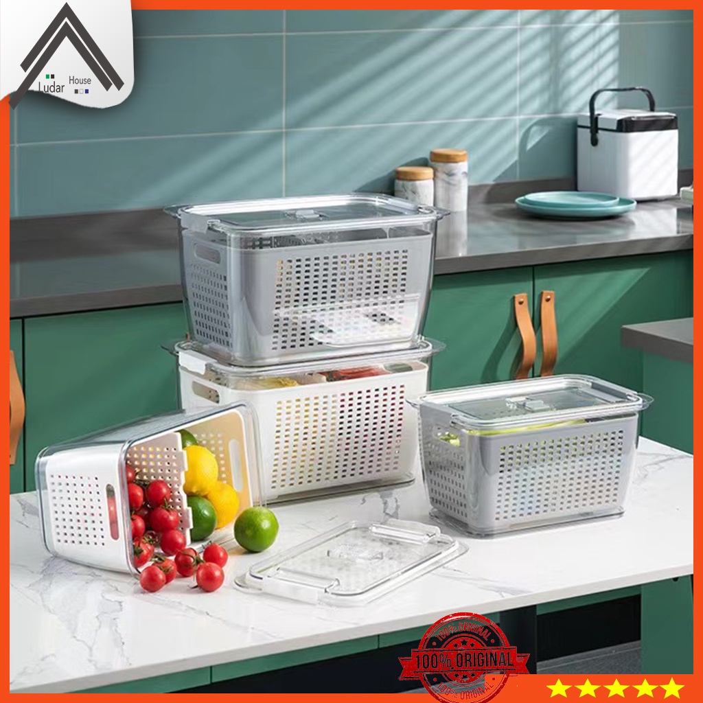 Jual Rak Kulkas Akrilik Food Kontainer Tempat Buah Sayuran Makanan ...