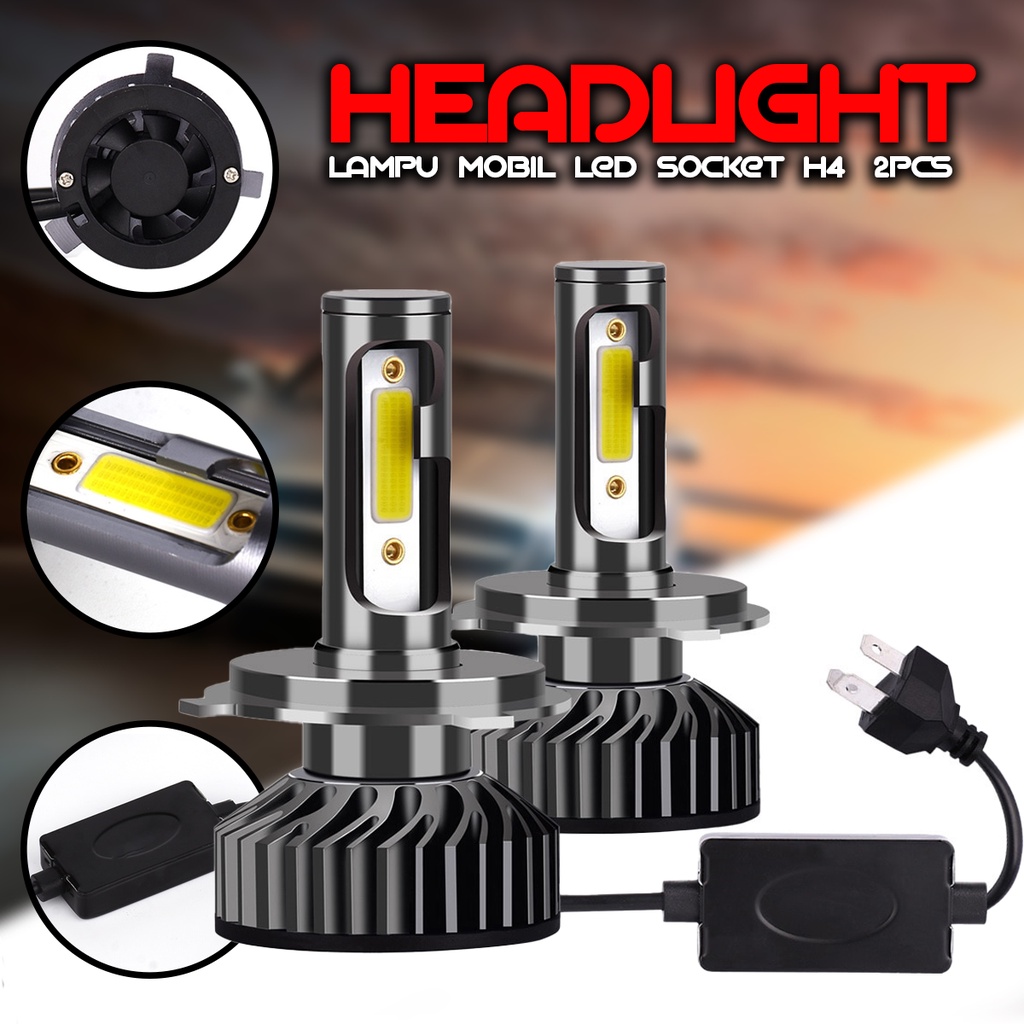 Jual Lampu H4 Super Terang LED Mobil Motor Bola Lampu Utama 12 - 24 Volt 72Watt 7600Lumens ...