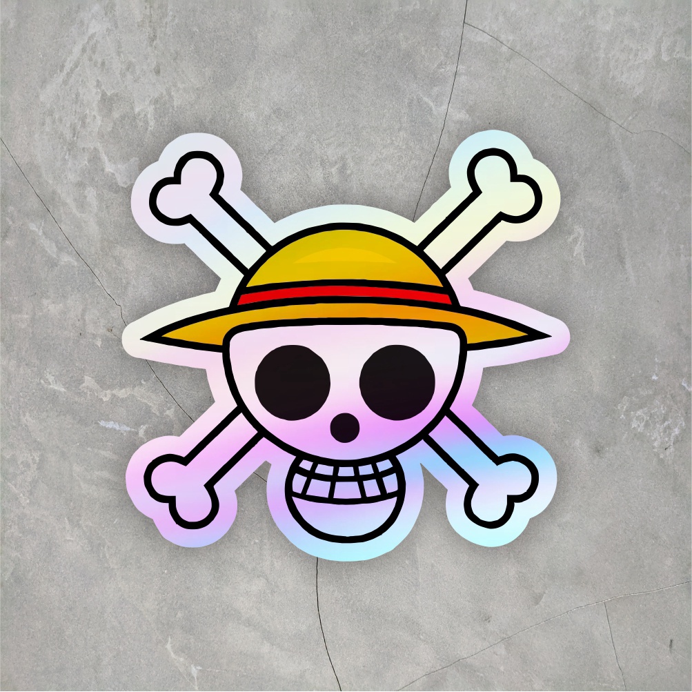 Jual Sticker Anime Hologram One Piece Topi Jerami ukuran 7 cm | Shopee ...
