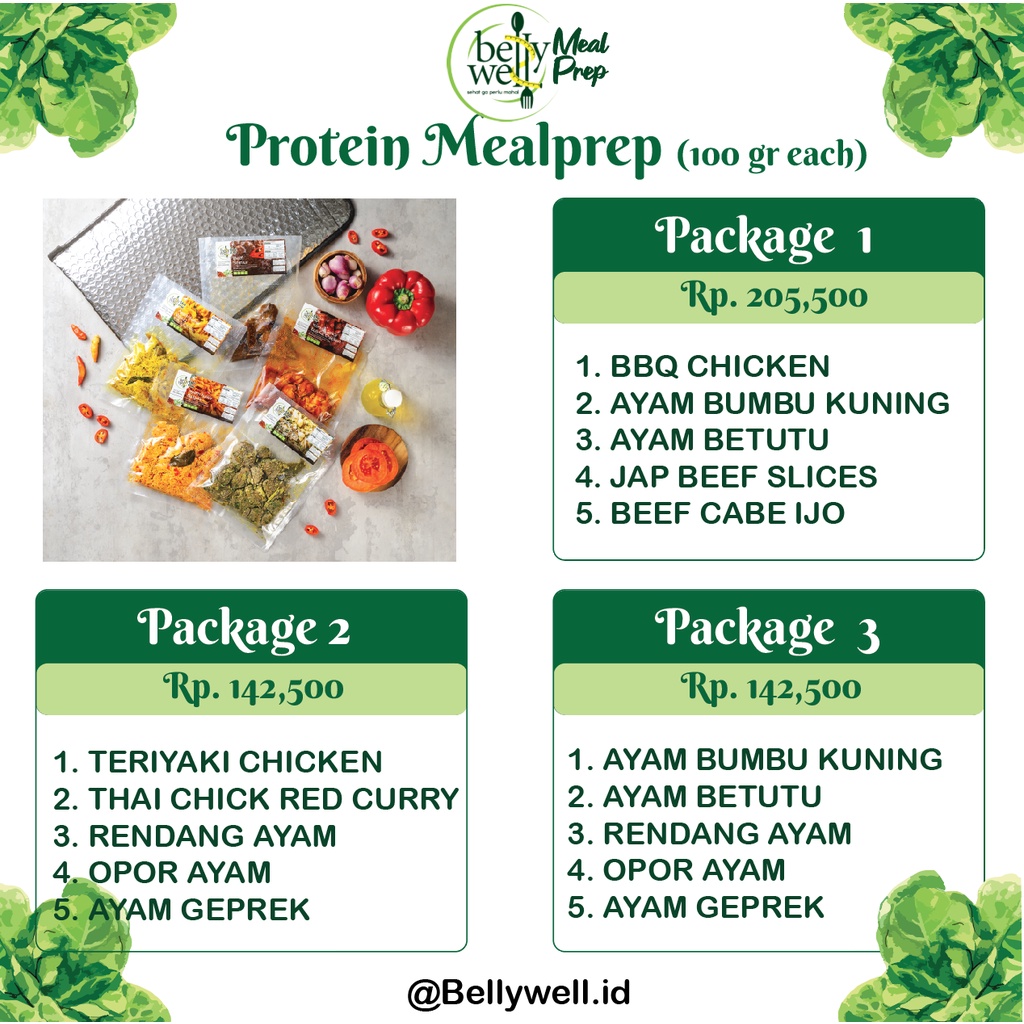 Jual BELLYWELL PROTEIN MEALPREP PACKAGES (JADETABEK DELIVERY) | Shopee Indonesia