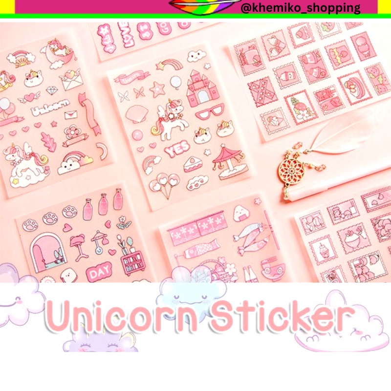Jual STIKER TRANSPARANT PET UNICORN KUDA PONY PINK STICKER STRAWBERRY ...