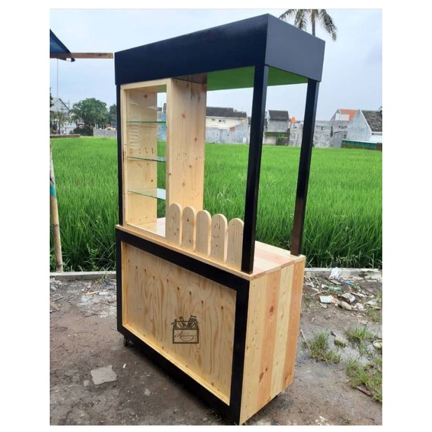 Jual gerobak jualan booth kekinian kayu jati Belanda booth minimalis ...